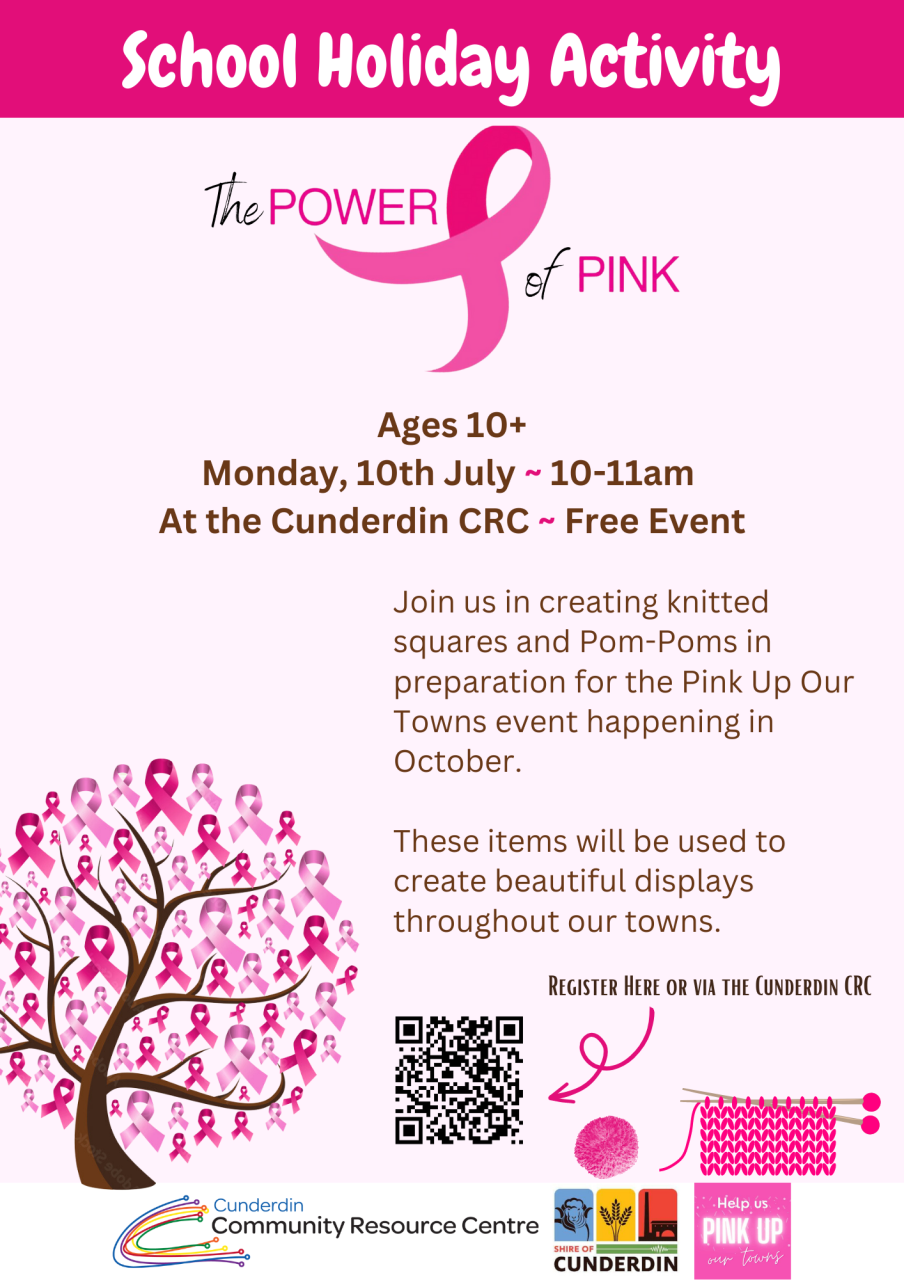 School Holiday: The Power of Pink Craft morning » Shire of Cunderdin